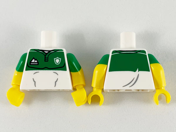 LEGO Minifigures - Lego NEW - Torso Jersey Green Top with Sports Logos ...