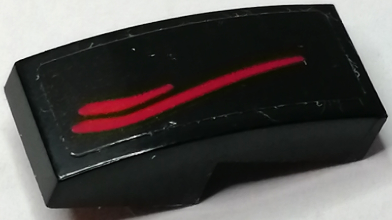 Part 11477pb165R : Slope, Curved 2 x 1 x 2/3 with Red Curved Lines ...